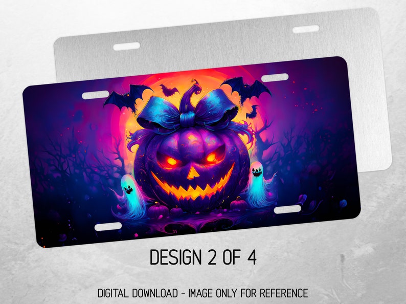 Pink Halloween License Plate PNG Halloween Pumpkins License Plate ...