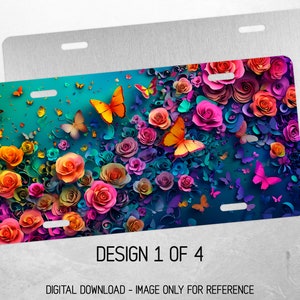 3D Butterflies License Plate PNG Floral Butterfly License Plate Design ...