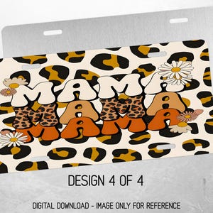 Leopard Mama License Plate PNG Bundle Retro Mothers Day License Plate ...