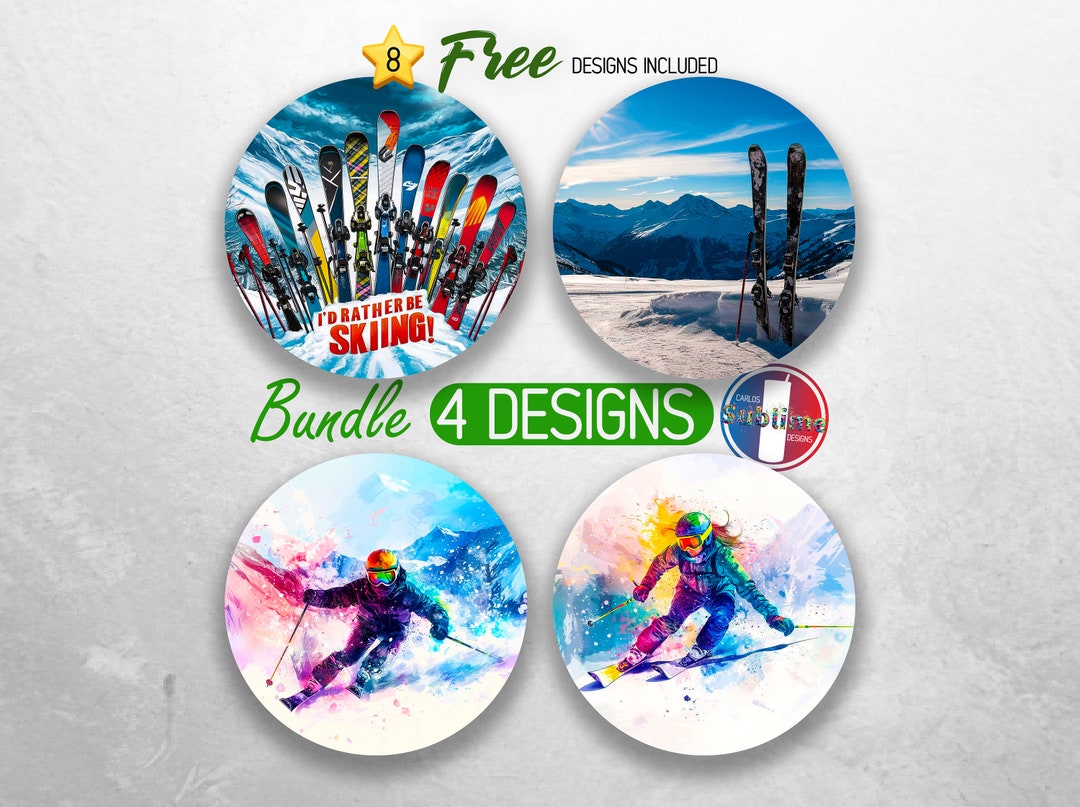 Downhill Skiing Car Coaster PNG Snow Ski Car Coaster Sublimation ...
