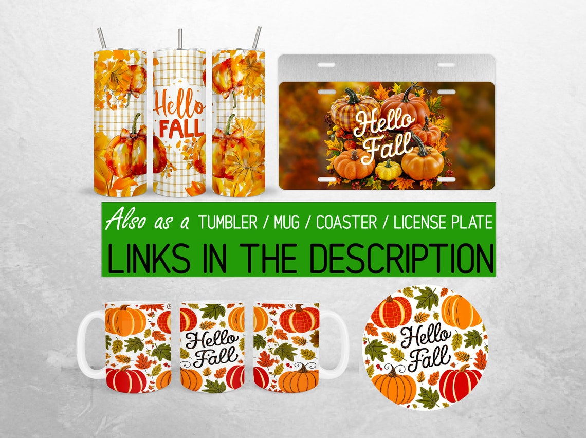 Hello Fall License Plate PNG Pumpkins Fall License Plate Design Autumn ...