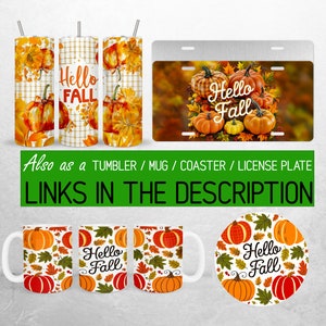 Hello Fall License Plate PNG Pumpkins Fall License Plate Design Autumn ...