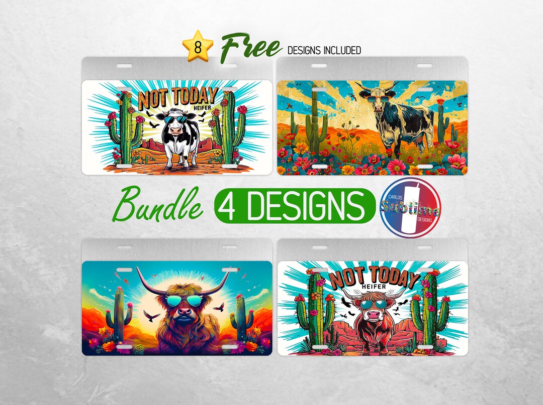 Not Today Heifer License Plate PNG Highland Cow License Plate Design ...