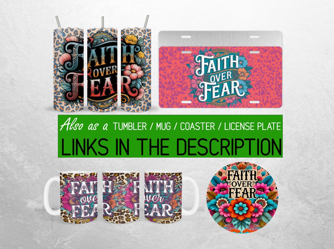 Faith Over Fear License Plate PNG Bundle Christian License Plate Design ...