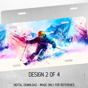 Downhill Skiing License Plate PNG Snow Ski License Plate Design Winter ...