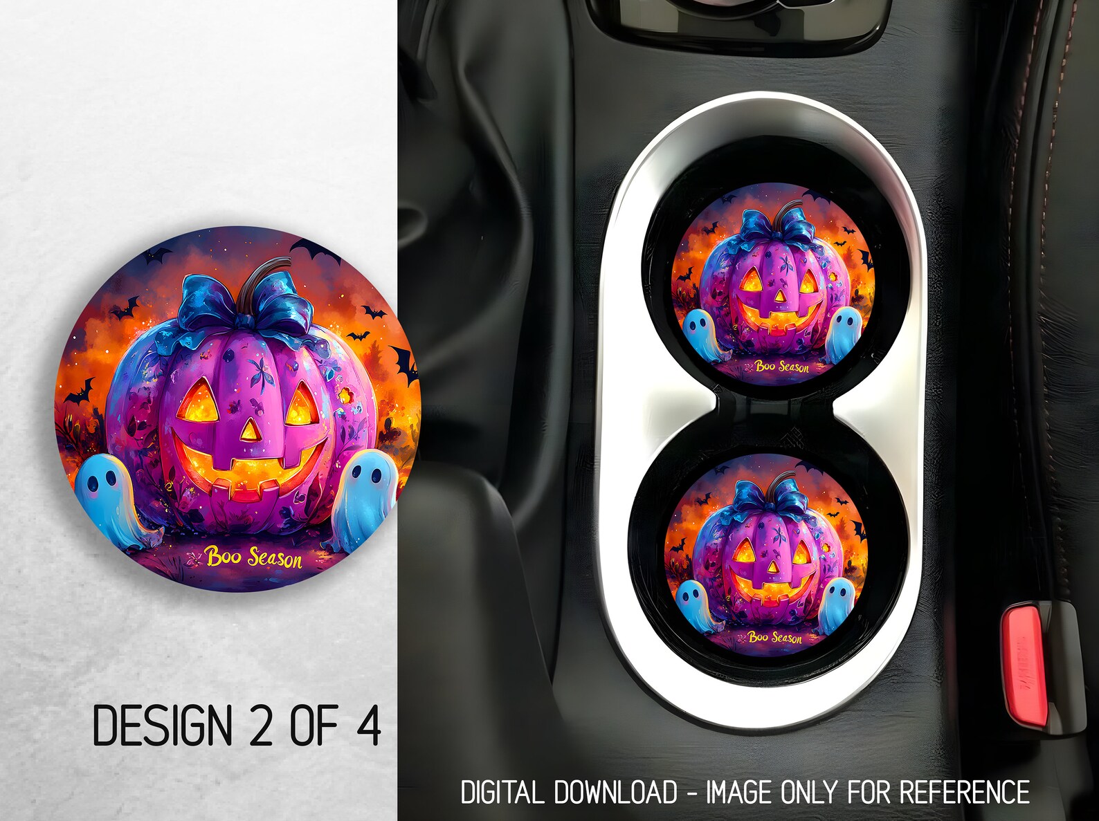 Boo Season Car Coaster PNG Bundle Pink Halloween Coaster Png ...