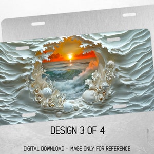 Summer Beach License Plate PNG Ocean Sea Shells License Plate Design ...