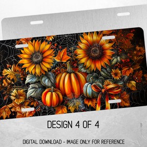 Fall Pumpkin License Plate PNG Sunflower Fall License Plate Design ...