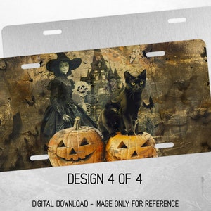 Retro Halloween License Plate PNG Spooky Black Cat License Plate Design ...