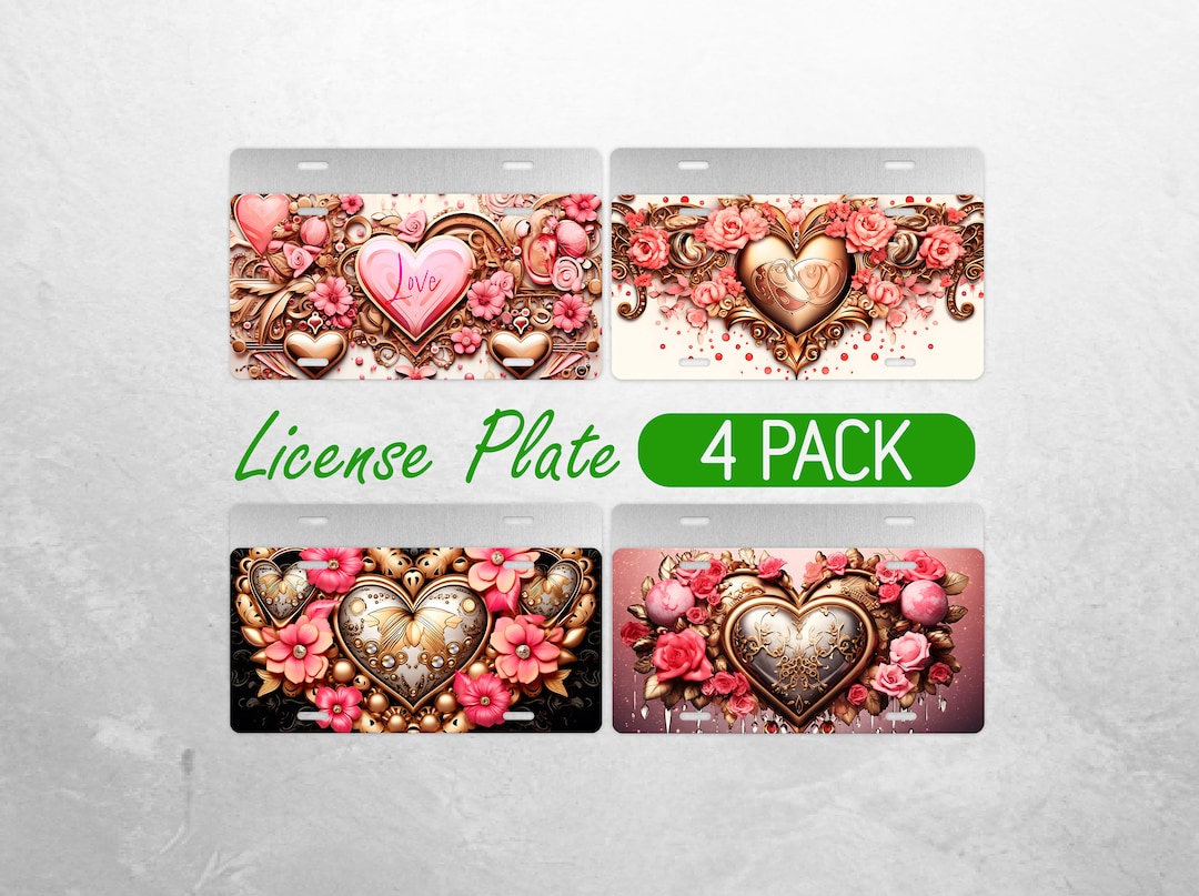 Valentine Hearts License Plate PNG Valentines Day License Plate Design ...