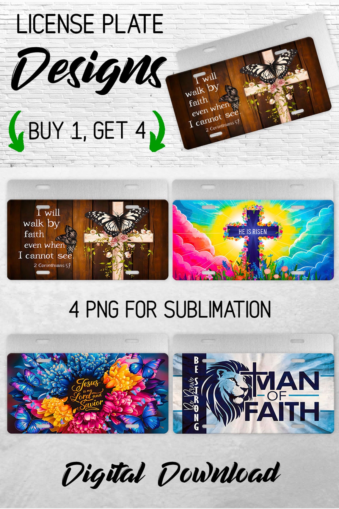 Faith Christian License Plate PNG Bible Verse License Plate Design ...
