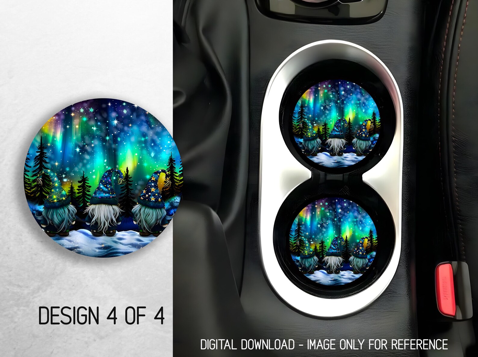 Northern Lights Car Coaster PNG Bundle Winter Gnomes Coaster Png ...