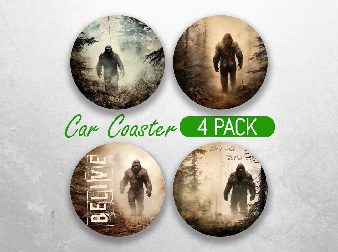 Bigfoot Car Coaster PNG Nature Sasquatch Car Coaster Sublimation ...