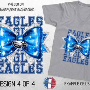 Eagles School Team Mascot Bow Shirt PNG, Green Team Football, Cheer ...