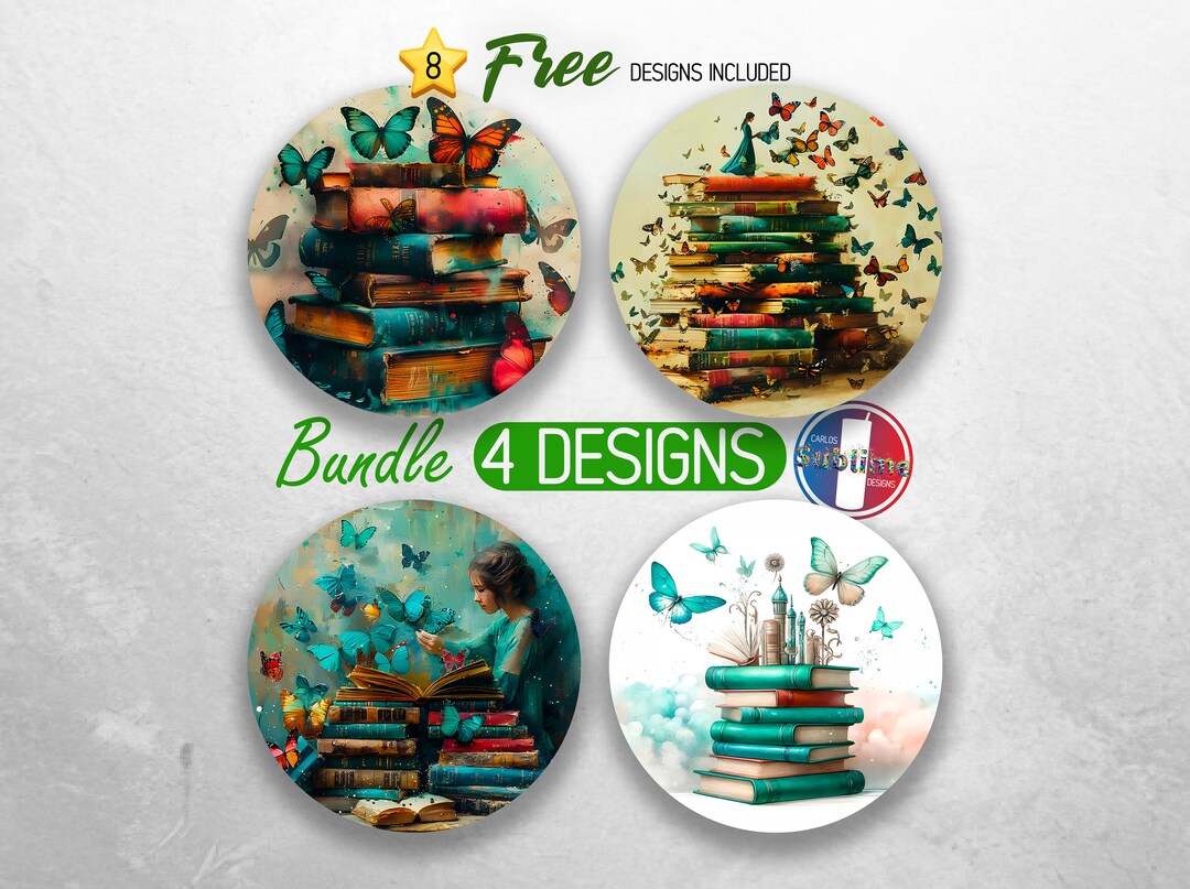 Fantasy Book Car Coaster PNG Bookish Dragonfly Car Coaster Sublimation ...