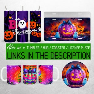 Boo Season Car Coaster PNG Bundle Pink Halloween Coaster Png ...
