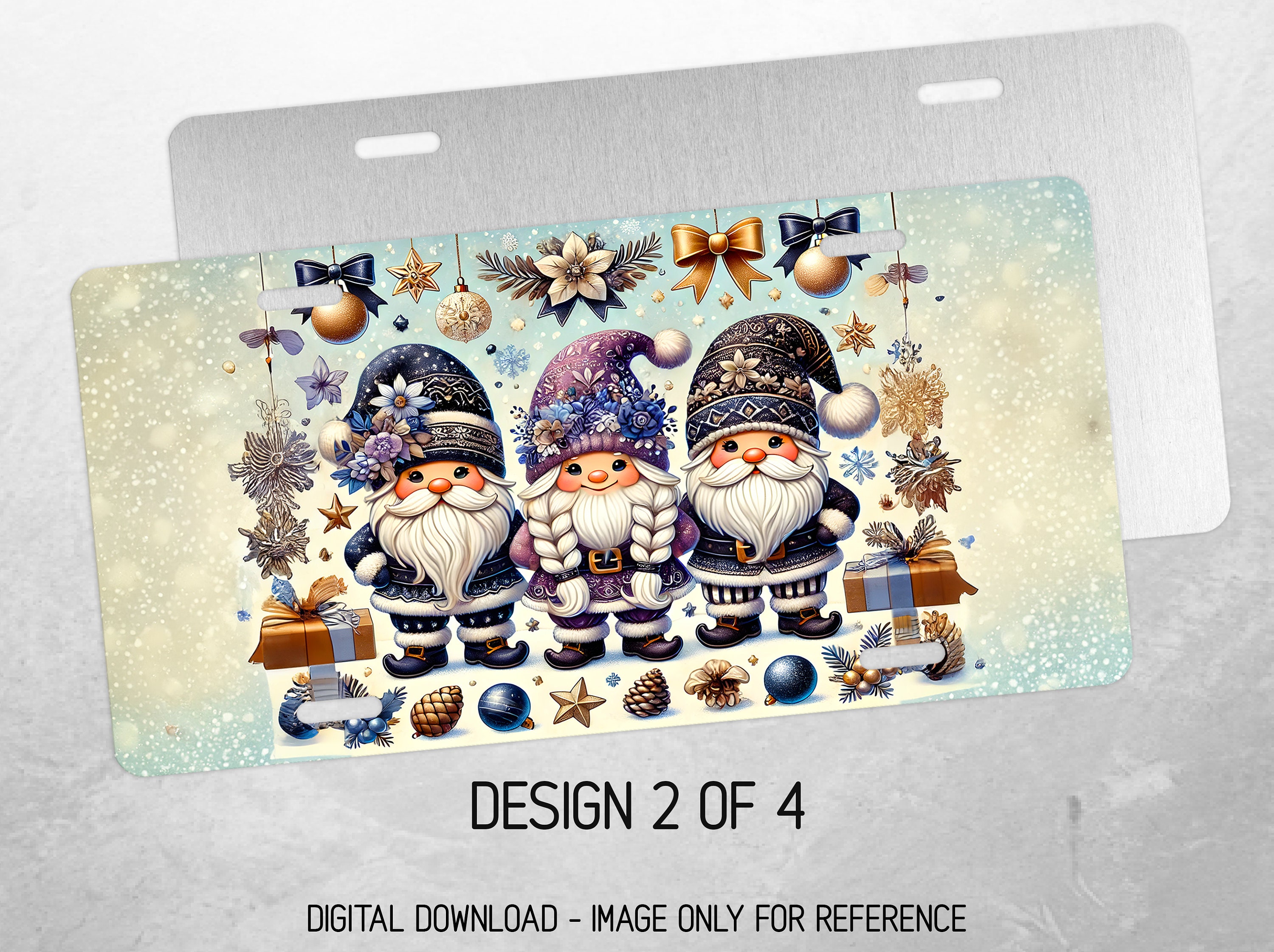Christmas Gnomes License Plate PNG Bundle Cute Gnomes License Plate ...