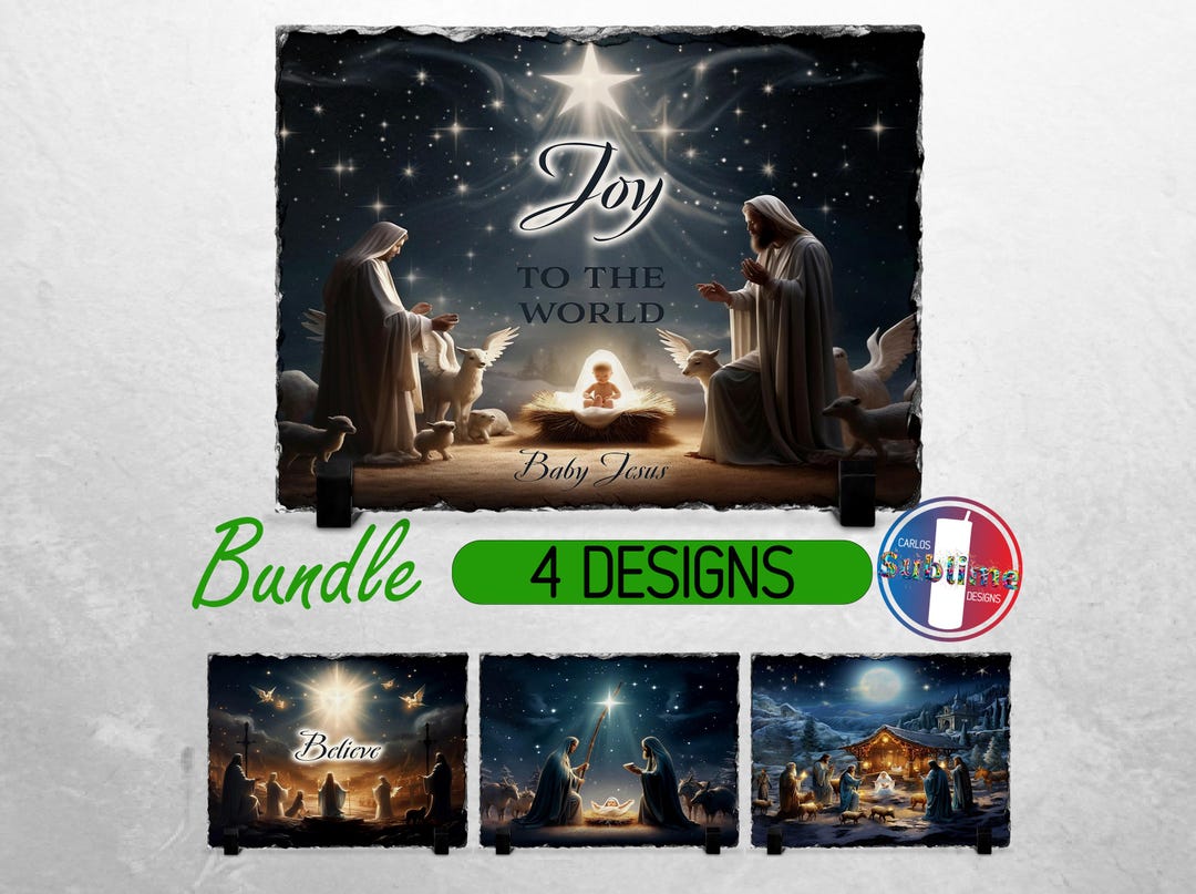 Christmas Christian Slate PNG Faith Jesus Slate File Bundle Sublimation ...