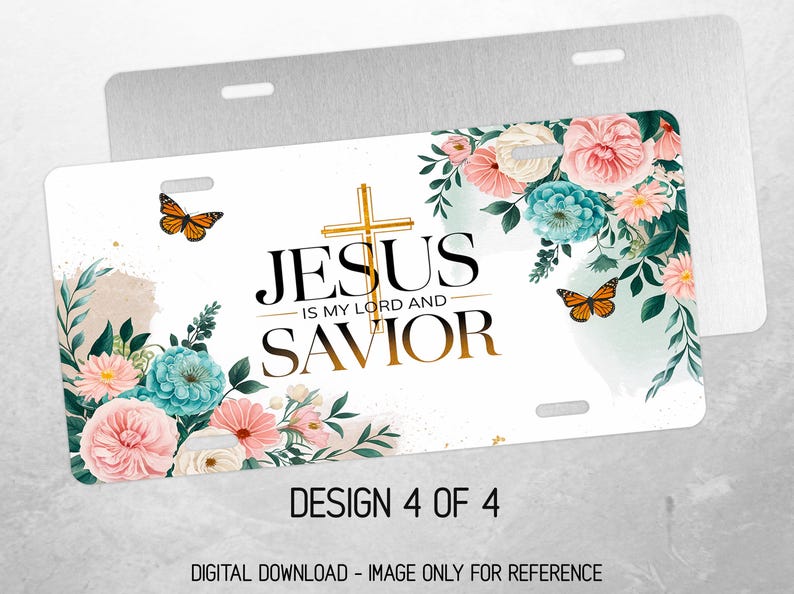 Jesus is My Lord License Plate PNG Bundle Floral Christian Cross ...