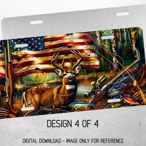 Deer Hunting License Plate PNG American Fishing License Plate Design ...