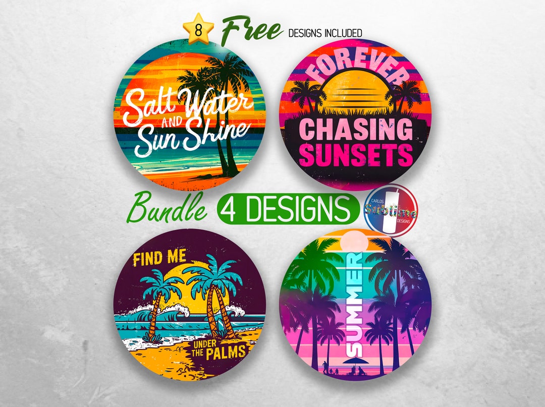 Retro Summer Car Coaster PNG Sunset Beach Car Coaster Sublimation ...