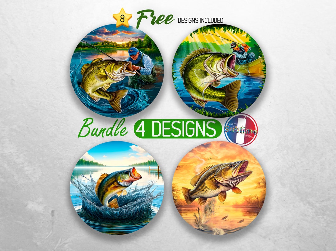 Bass Fish Car Coaster PNG Angler Fisherman Car Coaster Sublimation ...