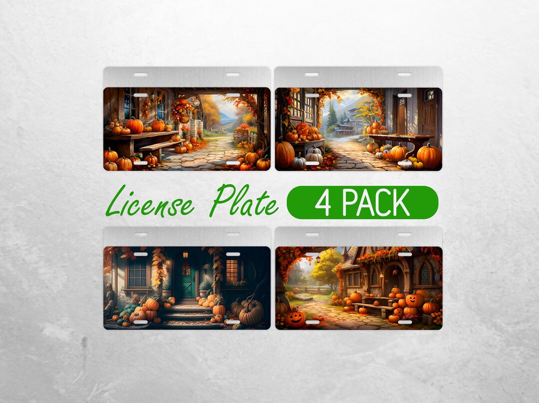 Fall License Plate PNG Bundle Fall Pumpkin License Plate Design Car ...