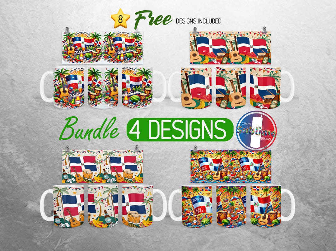 Dominican Republic Mug Wrap PNG Bundle Dominican Flag 15oz Mug Wrap ...