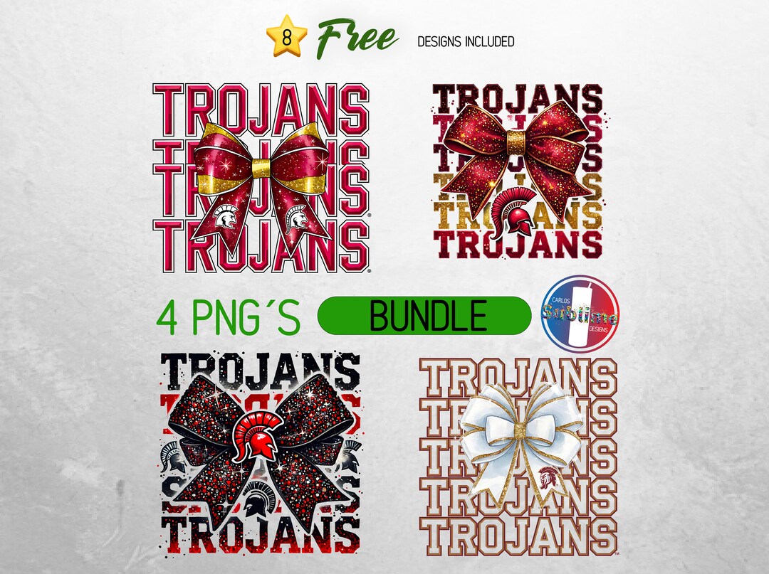 Trojans School Team Mascot Bow Shirt PNG, Red and Gold Team Football ...