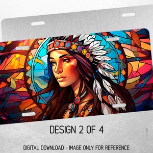 Native American License Plate PNG Bundle Stained Glass License Plate ...