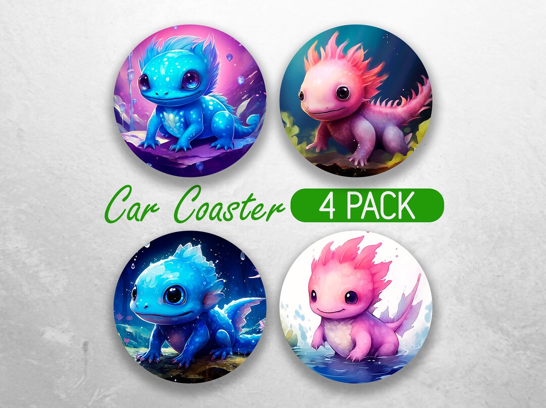 Cute Axolotl Car Coaster PNG 3D Axolotl Car Coaster Sublimation Designs ...