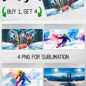 Downhill Skiing License Plate PNG Snow Ski License Plate Design Winter ...