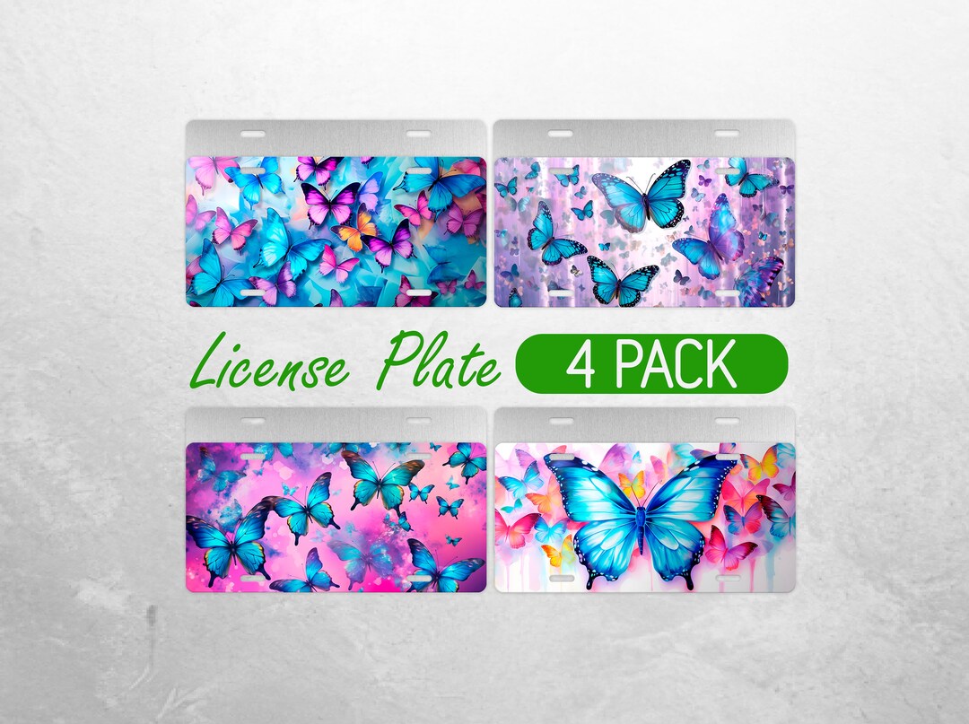Holographic Butterflies License Plate PNG Colorful Butterfly License ...