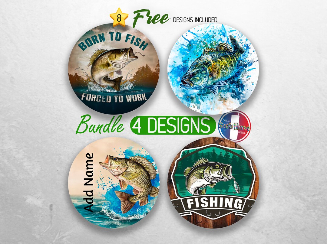 Fishing Life Car Coaster PNG Bass Fish Car Coaster Sublimation Designs ...