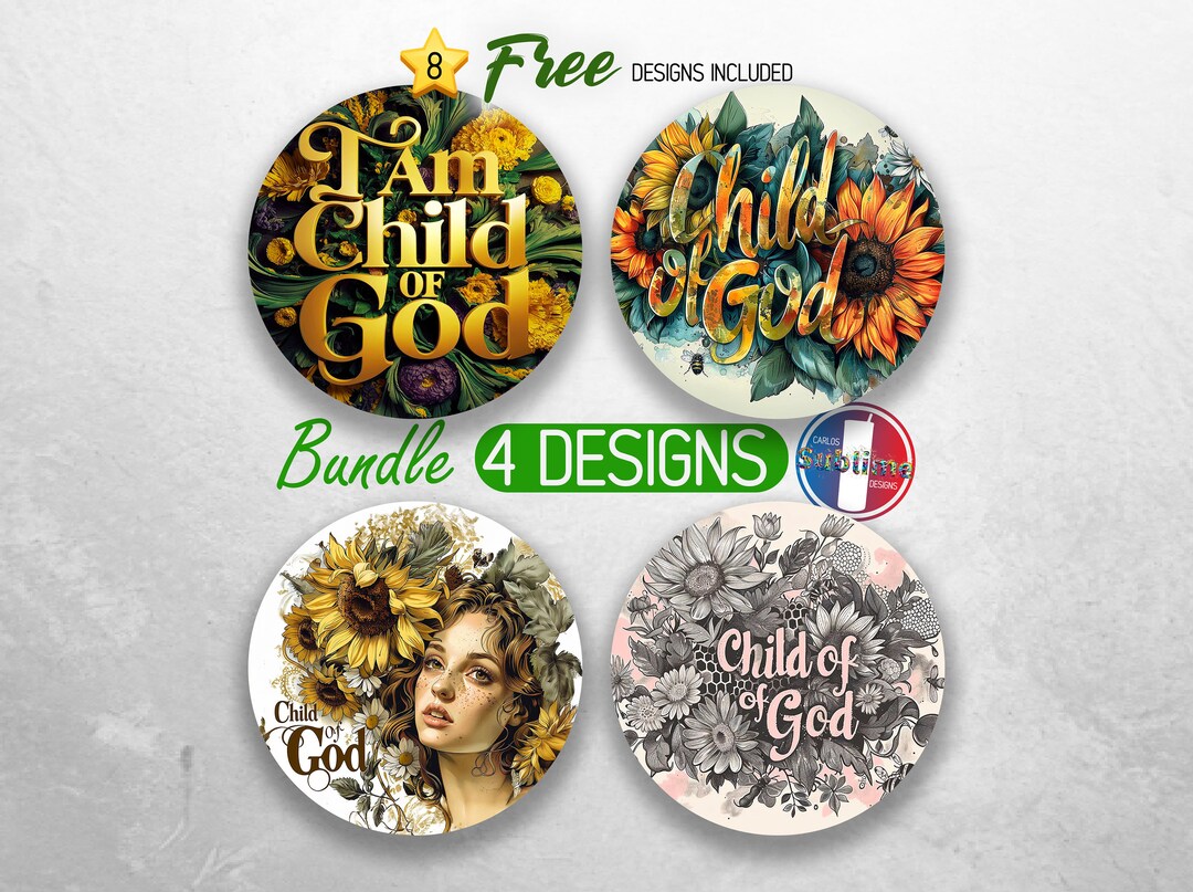 Child of God Car Coaster PNG Bundle Kids Christian Coaster Png ...