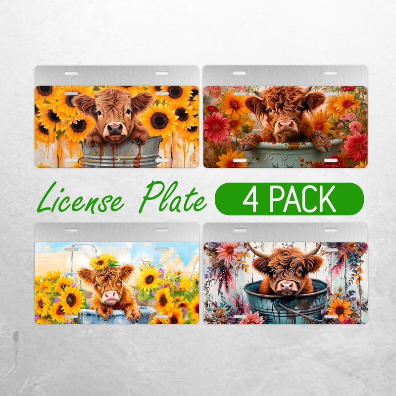 Highland Cow License Plate Art - Etsy