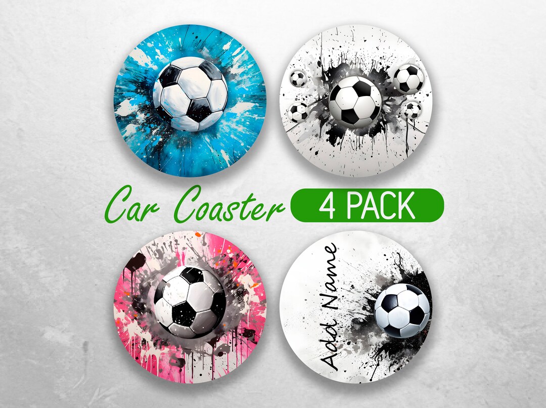 Soccer Ball Car Coaster PNG Sports Soccer Car Coaster Sublimation ...