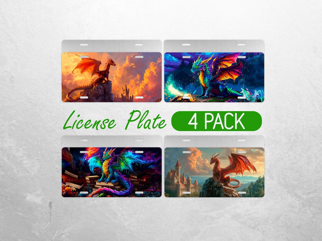 Mythical Dragon License Plate PNG Neon Dragon Books License Plate ...