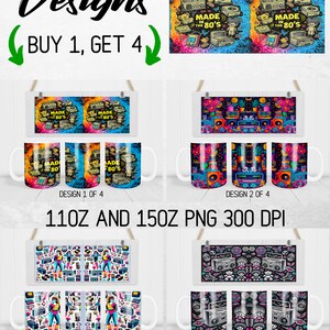 Eighties 80s Baby Mug Wrap PNG Bundle Retro Nostalgic 11oz and 15oz Mug ...
