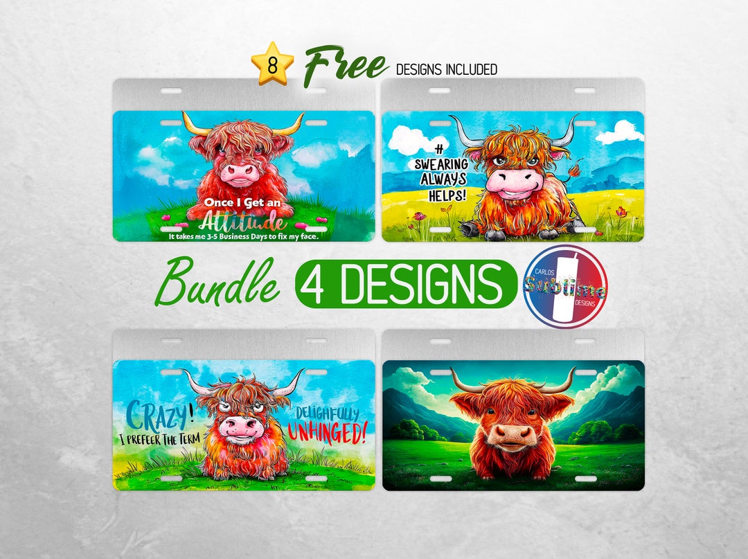 Highland Cow Sarcastic License Plate PNG Funny Quote License Plate ...