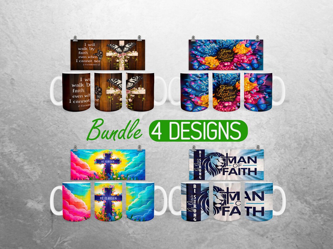 Faith Christian Mug Wrap PNG Bible Verse 11oz and 15oz Mug Sublimation ...