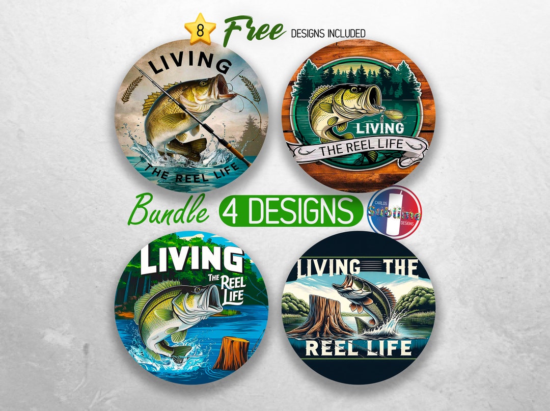 Living the Reel Life Fishing Car Coaster PNG Crappie Fish Car Coaster ...