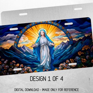 Virgin Mary License Plate PNG Bundle Stained Glass Religious License ...