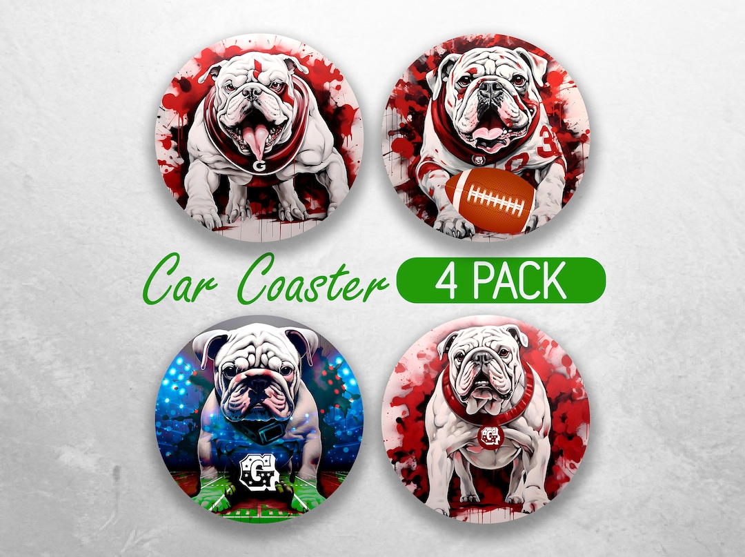 Alcohol Ink Bulldog Car Coaster PNG GA Georgia Car Coaster Sublimation ...