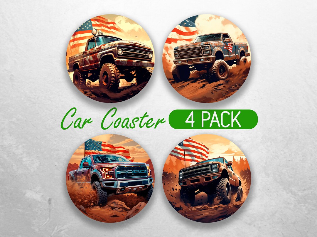 Pickup Truck Car Coaster PNG Patriotic America Car Coaster Sublimation ...