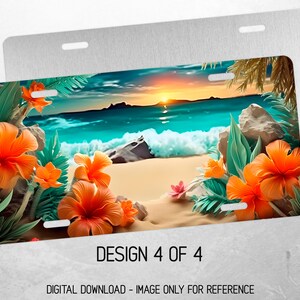 3D Hawaiian Beach License Plate PNG Floral Hawaii License Plate Design ...