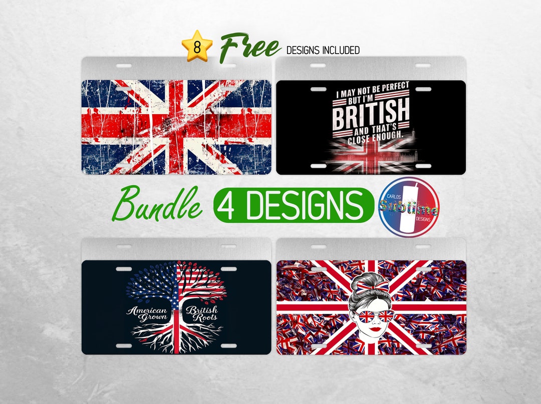 UK Flag License Plate PNG Girl British License Plate Design United ...