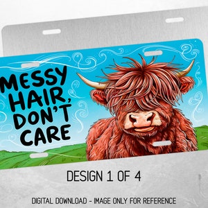 Funny Highland Cow License Plate PNG Sassy Sarcastic License Plate ...