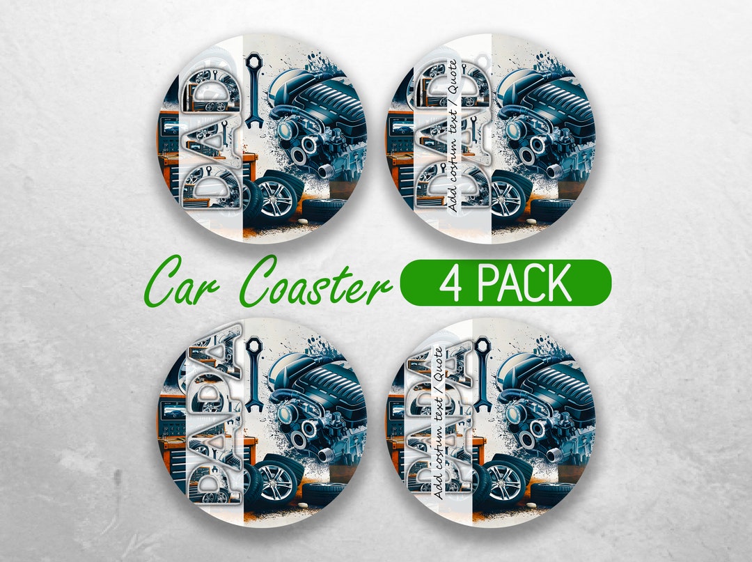 Mechanic Papa Dad Car Coaster PNG Fathers Day Car Coaster Sublimation ...