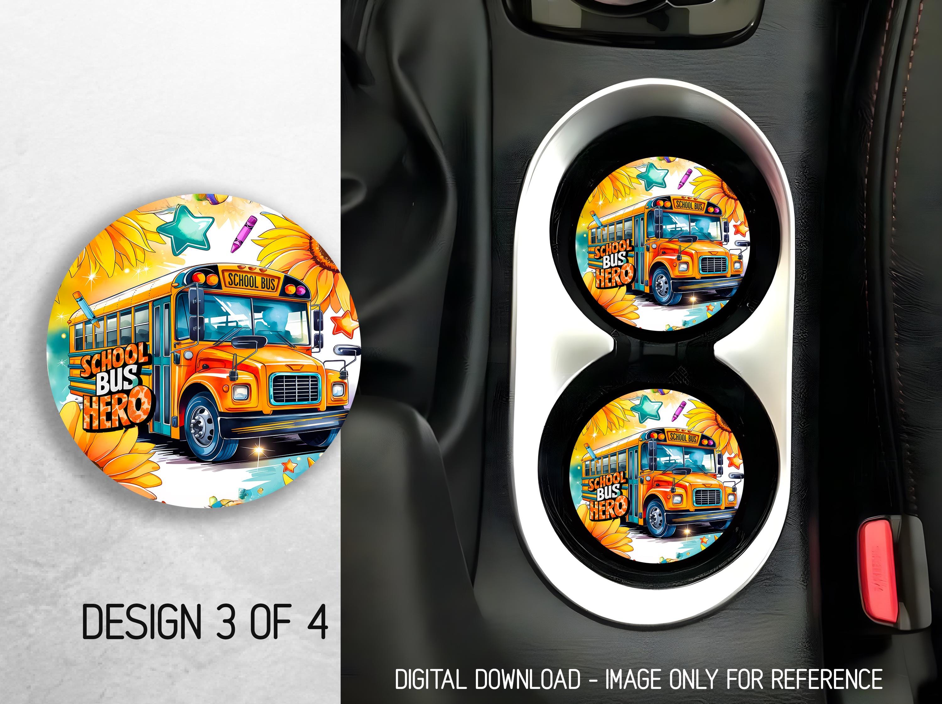 School Bus Driver Appreciation Car Coaster PNG Bundle Back to School ...